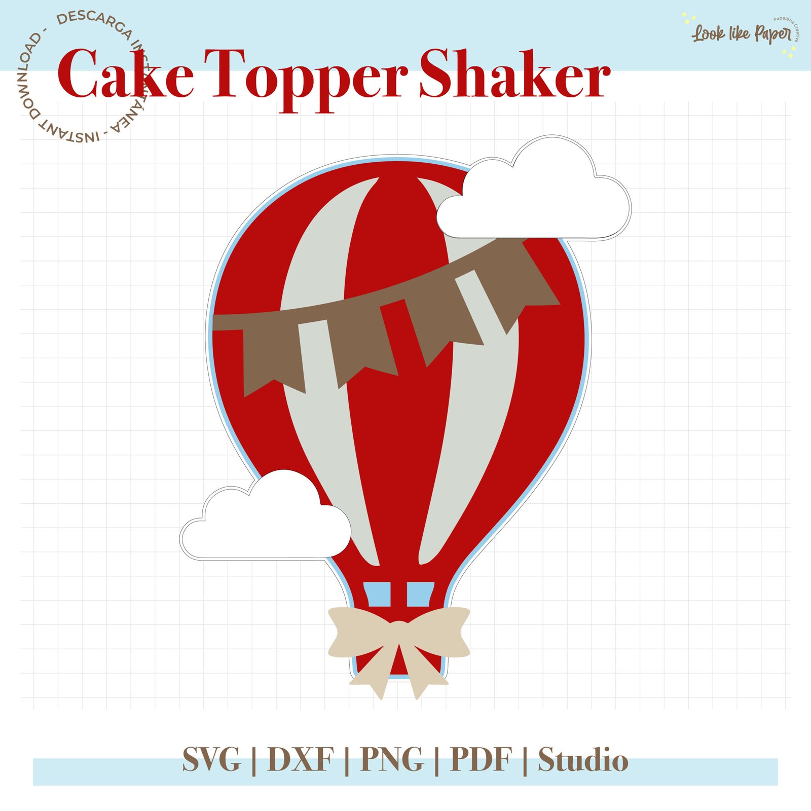 Cake Topper Shaker VIAJE EN GLOBO - Look Like Paper