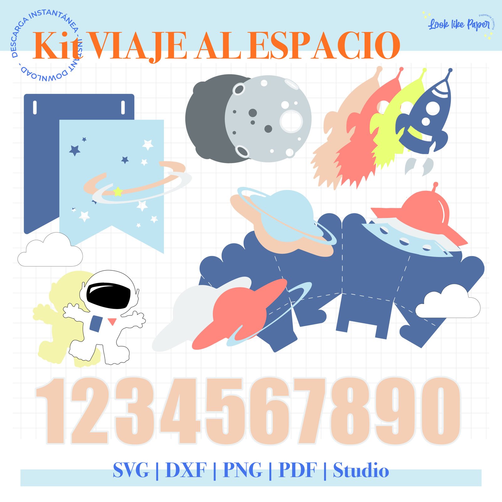 Kit digital VIAJE AL ESPACIO - Look Like Paper