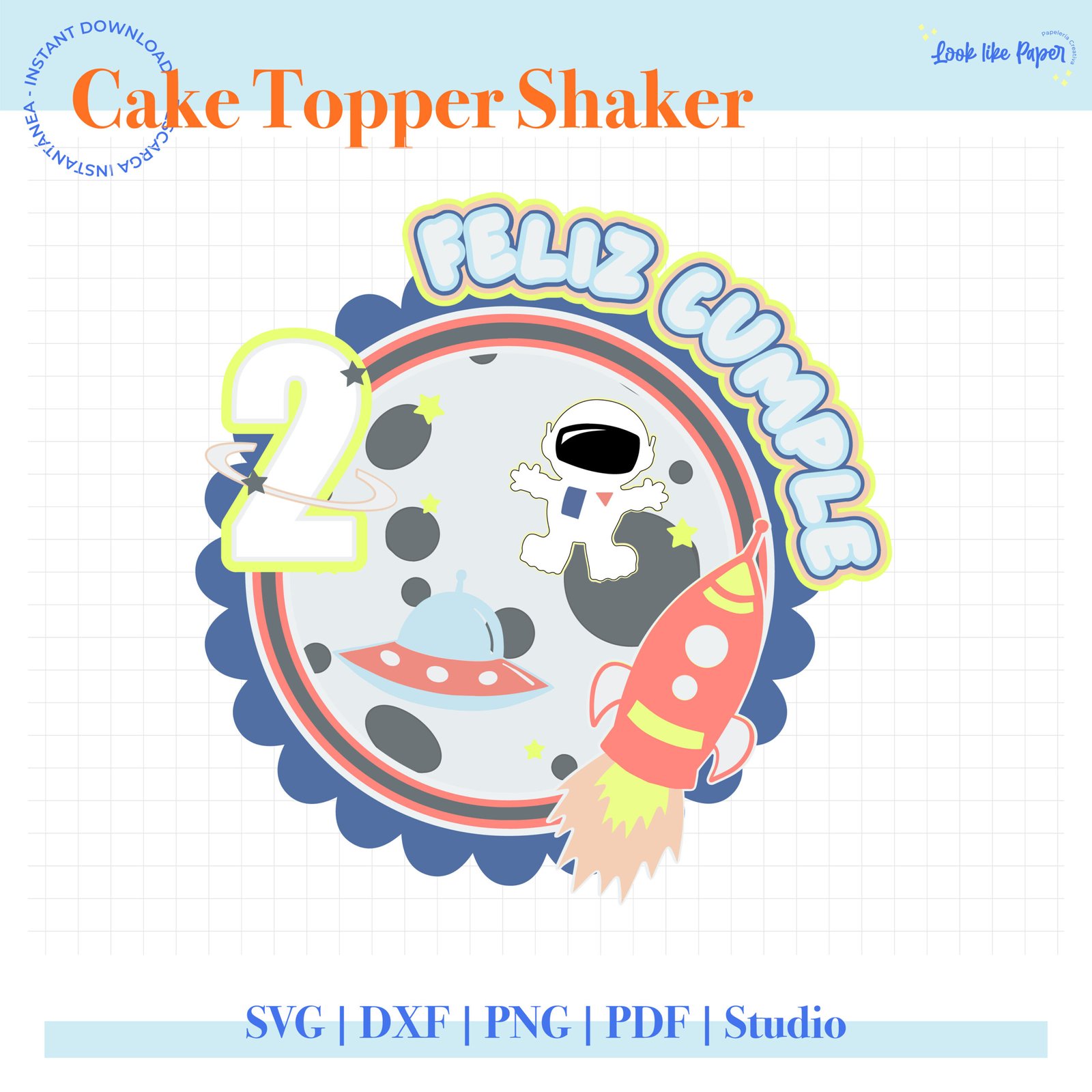 Cake Topper Shaker VIAJE AL ESPACIO - Look Like Paper