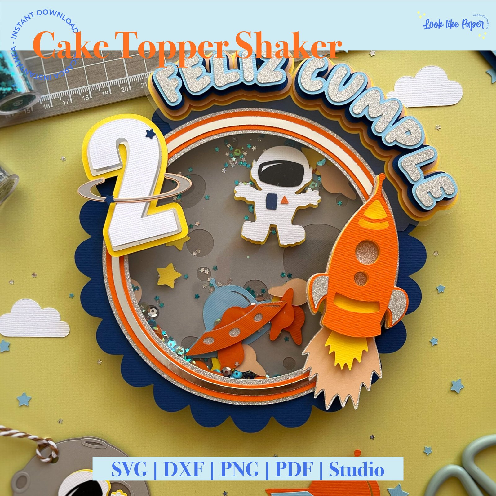 Cake Topper Shaker VIAJE AL ESPACIO - Look Like Paper